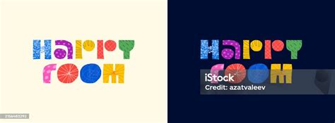 행복한 방 추상 장식 개념 로고입니다 현대 다채로운 그래픽 모양 편지 아이 놀이방 광고 어린이 재미와 놀이 장소 유행 창조적 인 기호 만화 예술적 스타일 비문 0명에 대한