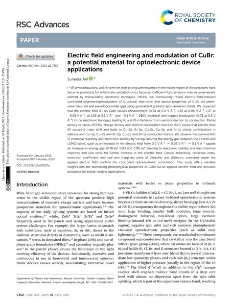 Pdf Electric Field Engineering And Modulation Of Cubr A Potential