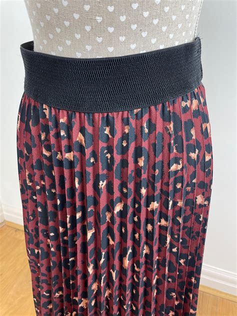 Leopard Print Pleated Midi Skirt Variety Of Colours La Maison