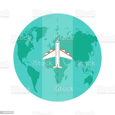 비행기는 지구 위를 비행 전 세계 여행 개념 플랫 만화 스타일 벡터 그림입니다 Aviation And Environment