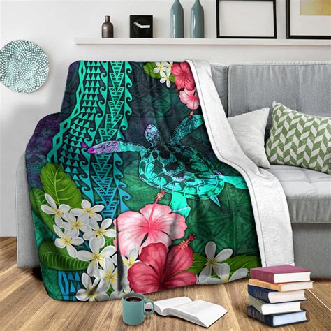 Hawaii Premium Blanket Sea Turtle Abstract Background With Tropical