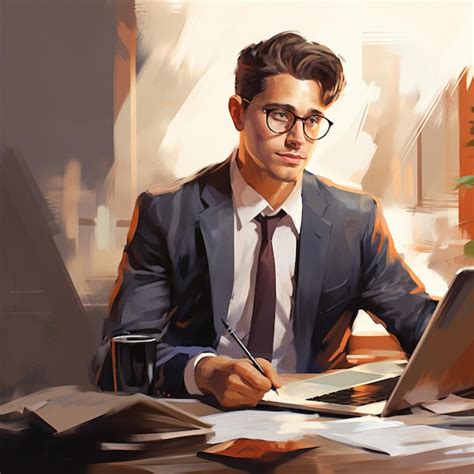 Premium Ai Image Handsome Man In Suit Working