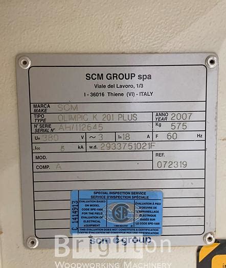 Used Sold 2007 Scm Olimpic K201 Plus Used Edgebander At Brighton