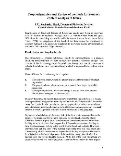 Stomach Analysis Methds Trophodynamics And Review Of Methods For