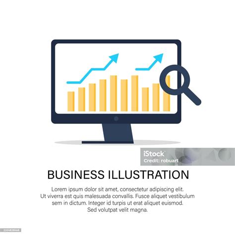 위쪽 화살표와 돋보기로 막대 그래프를 표시하는 컴퓨터 화면 0명에 대한 스톡 벡터 아트 및 기타 이미지 0명 교육 교육 강좌 Istock