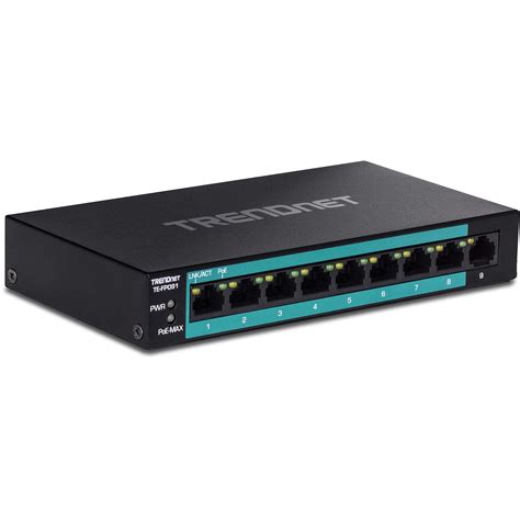 TRENDnet 9 Port Unmanaged Fast Ethernet Long Range PoE Switch 8 X Fast Ethernet PoE And 1 X