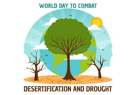 Combat Desertification And Drought Label Cartoon Hand Drawn Templates Background Illustration