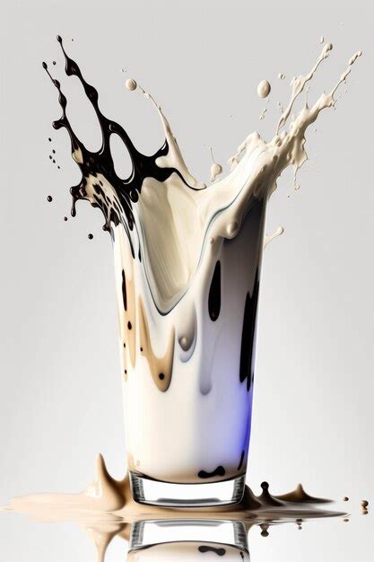 Premium Ai Image Close Up Of Glass Milk With Splash Generative Ai