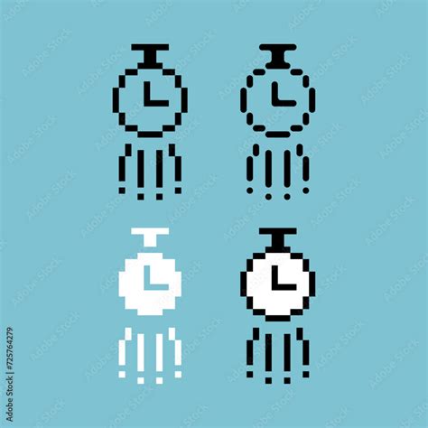 Pixel Art Outline Sets Icon Of Clock Speed Variation Color Clock Fly