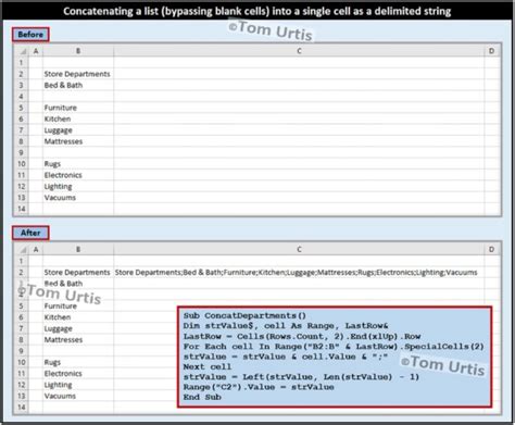 tom urtis on linkedin concatenating a list bypassing blank cells
