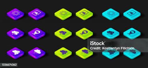 비와 태양 눈 위치 구름 일기 예보 및 토네이도 아이콘으로 구름을 설정합니다 벡터 3차원 형태에 대한 스톡 벡터 아트 및 기타 이미지 3차원 형태 Gui 위젯 건강