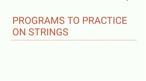 programs to practice on strings malayalam explanation ktu es102