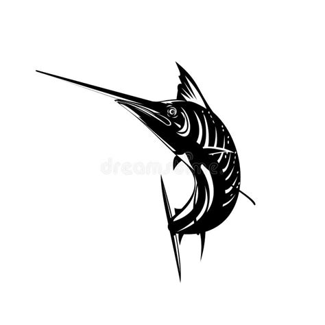 Pesce A Vela Atlantico Che Salta In Bianco E Nero Illustrazione