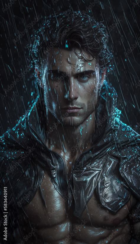 A Brutal Portrait Of A Muscular Man A Dark Scarred Barbarian With A