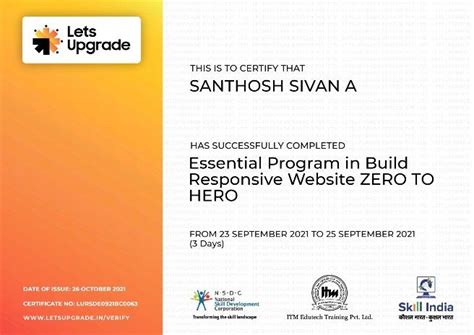 Santhosh Sivan A On Linkedin Certificateofcompletion Bootcamp Opportunity Webdevelopment