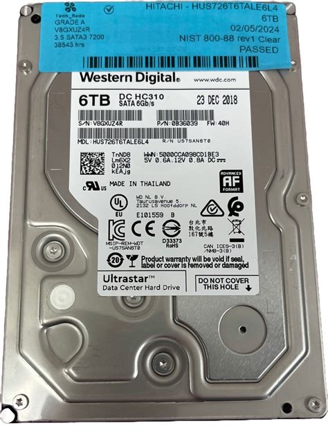 Western Digital 6TB DC HC310 3.5" SATA 6Gbps 0B36039 HUS726T6TALE6L4 DC ...
