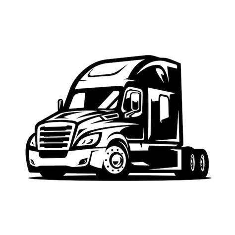 Premium Vector Premium Semi Truck 18 Wheeler Silhouette Side View