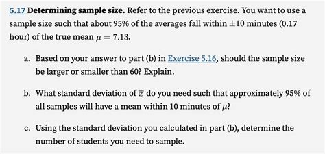 solved 5 17 determining sample size refer to the previous