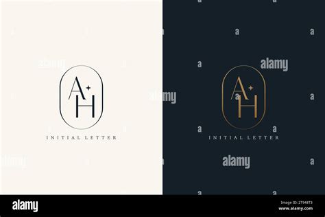 Premium Ah Logo Monogram With Gold Circle Frame Luxury Initials Design