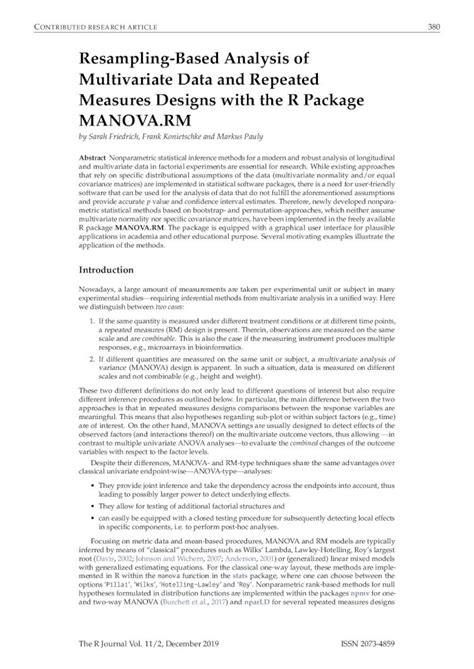 Pdf Resampling Basedanalysis Of Multivariate Data And Repeated
