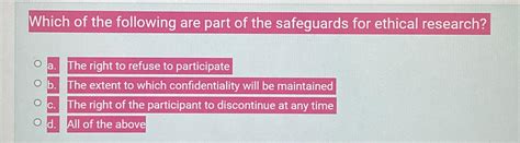 Solved Which Of The Following Are Part Of The Safeguards For