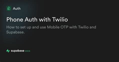 phone auth with twilio r supabase