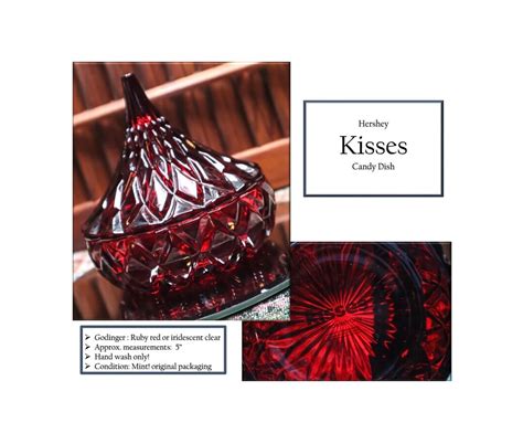 Hershey Kiss Candy Dish By Godinger In Red Or Clear Crystal Etsy