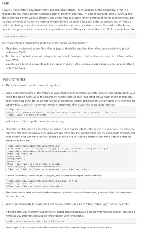 Solved Task A Given UNIX Directory May Contain Many Files Chegg