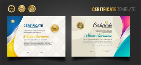 Modern Certificate Template With Beautiful Combination Color On Waving