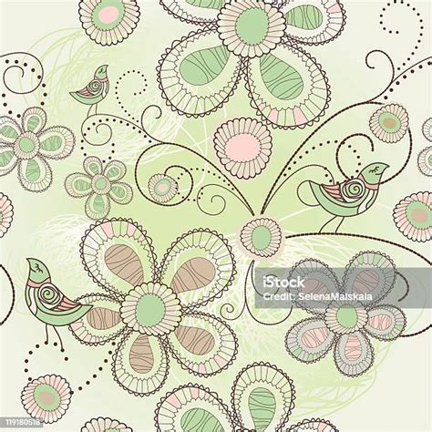 원활한 플로럴 배경 새 0명에 대한 스톡 벡터 아트 및 기타 이미지 0명 고요한 장면 귀여운 Istock