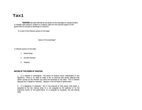 Taxation Lecture Notes Tax Studocu