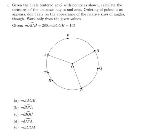 Solved Given The Circle Centered At O With Points As Chegg
