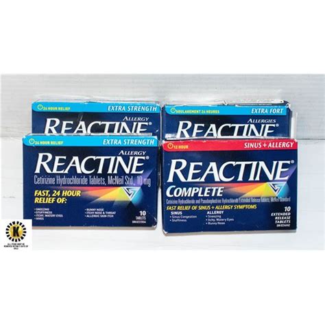 4 Boxes Of Reactine 10 Per Package 40 Tablets