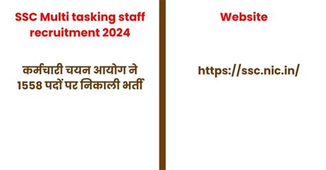 Ssc Multi Tasking Staff Recruitment 2024 कर्मचारी चयन आयोग ने 1558