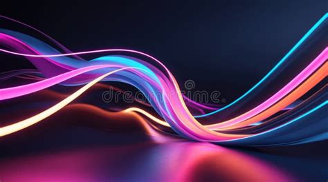 Abstract Neon Waves Flowing In A Dark Space Vibrant Colors Futuristic Design Modern Art Dig