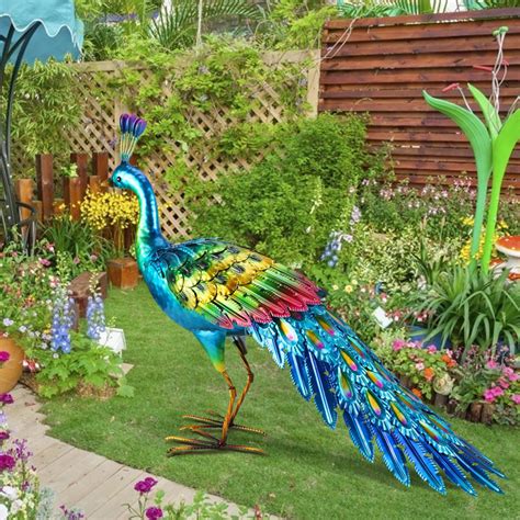 Arlmont And Co Peacock Statue Garden Decor Metal Peacock Yard Art Lawn Decoration Outdoor