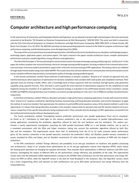 Pdf Computer Architecture And High Performance Computing