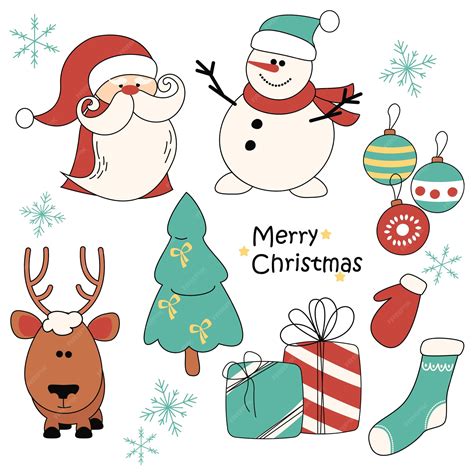 Premium Vector Collection Of Cute Christmas Icons Christmas Set