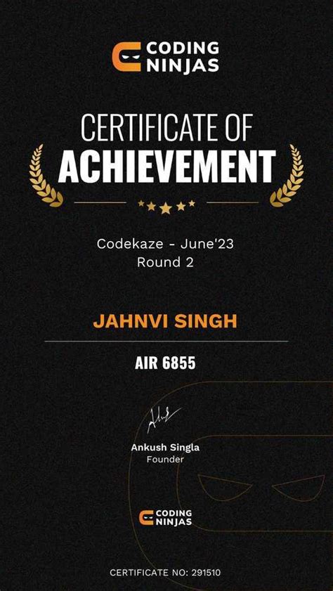 Codingninjas Achievement Jahnvi Singh 11 Comments
