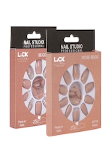 Buy Lick Women Pack Of 2 False Fake Reusable Acrylic Press On Nails