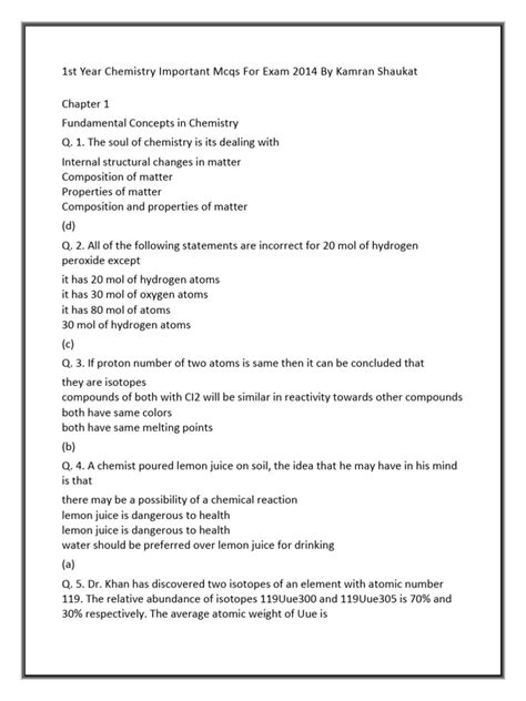 Chem Part1 Mcqs For Amc Tcc Pn C Pdf Atomic Orbital Gases