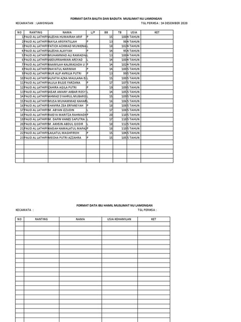 Form Data Bumil Muslimat Pdf