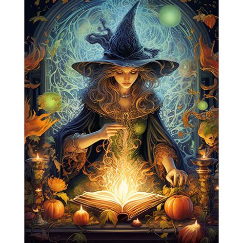 Halloween Witch Full Round Diamond Painting 30 40CM