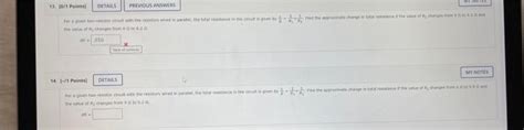 solved l t 11 pointedfor a given two resistor circuit with