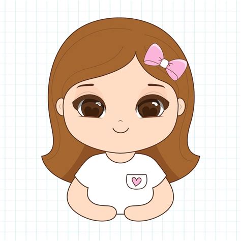 귀여운 치비 마스코트 소녀 ⁇ 터 프리미엄 벡터