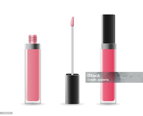 립 글로스 튜브 템플릿 흰색 배경에 검은 모자와 플라스틱 투명 병에 립 크림 립글로스에 대한 스톡 벡터 아트 및 기타 이미지 립글로스 용기 제작물 0명 Istock