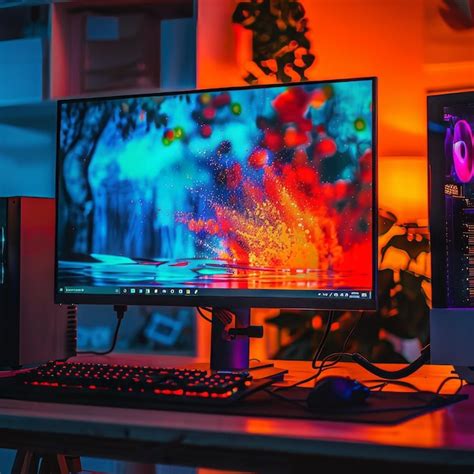 Premium Photo A Computer Monitor With A Red Background And A Black