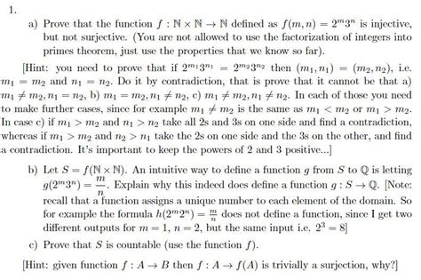 Solved A Prove That The Function F NNN Defined As Chegg Com
