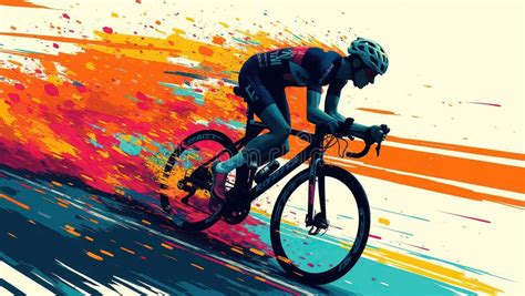 Dynamic Illustration Of A Cyclist Racing With Vibrant Speed And Energy