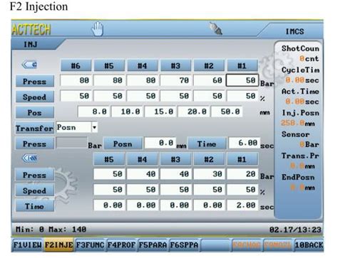 injection setting of injection molding machine injection setting screen